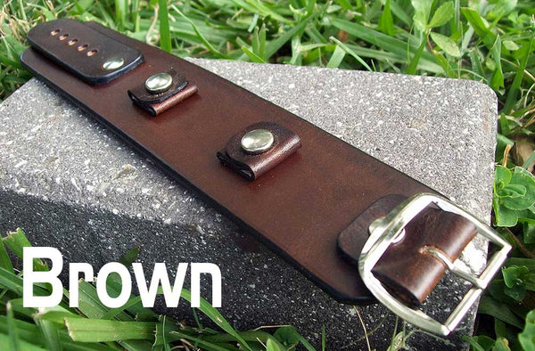 Two Inch Wide Leather Watch Cuffs Handmade in USA – Old School Leather Co.